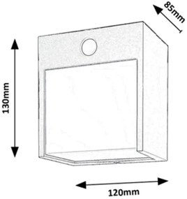 Rabalux 7479-LED Venkovní nástěnné svítidlo se senzorem BALIMO LED/12W/230V IP44