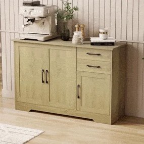 HOMCOM moderní obývací pokoj Komoda se třemi dveřmi 2 zásuvky Nastavitelné police pro vstup do jídelny 120x38x79 cm Přírodní