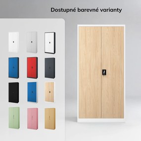 Víceúčelová kovová skříň bílá / dub sonoma, 900x1850x450 mm: DAWID Eco Design