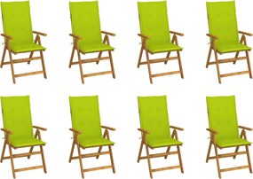 vidaXL Skládací zahradní židle s poduškami 8 ks masivní akácie [3075059] Barva: Jasně zelená