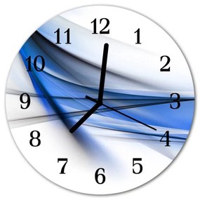 Nástěnné hodiny obrazové na skle - Abstrakt modrý