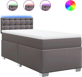 Box spring postel s matrací šedá 100x200 cm umělá kůže 3288410