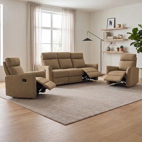 Sedací sestava BRAVEN 3+1+1 s FUNKCÍ RELAX | hnědá látka | EXTRA POHODLNÉ