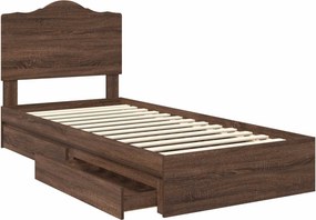 Postel s úložným prostorem se zásuvkou Hnědý dub 70 x 190 cm 3413561