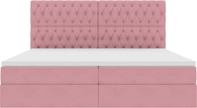 Postel s úložným prostorem a matrací Růžová 200 x 200 cm samet 3372116