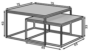 ADRK Konferenční stolek KAMA 2in1 G-W 75, bílá/zlatá