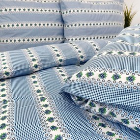 Bavlněné povlečení Mirabelka modrá Zapínání: knoflík, Velikost polštáře: 70x90, Velikost přikrývky: 140x200