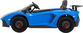 Ramiz Elektrické auto Lamborghini Aventador SV pro 2 děti Modré + Bezkartáčový motor + Nafukovací kola + LED audio