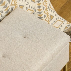 HOMCOM Úložná Ottomanka s čalouněním ze syntetického lnu s odklápěcím víkem a ocelovými nohami do obývacího pokoje 110x44x48 cm Béžová
