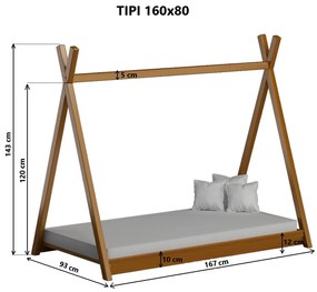 Prckůvsvět postel teepee 160x80 šedá