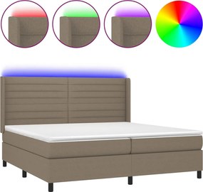 Box spring postel s matrací a LED taupe 200x200 cm textil 3138425