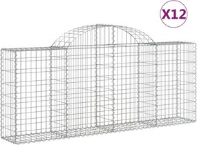 Klenuté gabionové koše 12ks 200x30x80/100 cm pozinkované železo 3146099