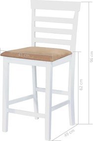 vidaXL Barový stůl a židle sada 3 kusů z masivního dřeva [275233] Barva: tmavě hnědá a bílá