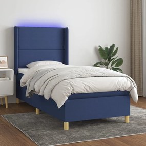 vidaXL Box spring postel s matrací a LED 80 x 200 cm textil [3138751] Barva: Modrá