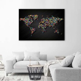 Gario Obraz na plátně Mapa světa s barevnými tečkami Rozměry: 60 x 40 cm