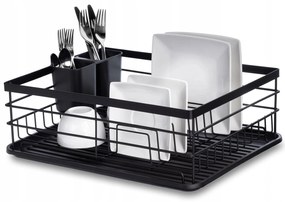 Odkapávač na nádobí, černý, se stojánkem na příbory LKA, 45x34x15