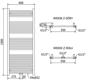 Mexen Mars, elektrické topné těleso 1500 x 600 mm, 900 W, bílá, W110-1500-600-2900-20