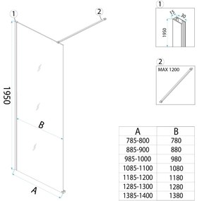 Bezrámová sprchová zástěna REA FLEXI TITAN 130 cm, titan kartáčovaný/transparent - bez vaničky