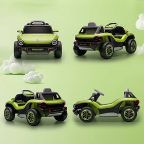 AIYAPLAY elektrické dětské auto pro děti od 3 let Volkswagen E-Buggy 12V s dálkovým ovládáním 2,4 GHz, odpružená zelená kola