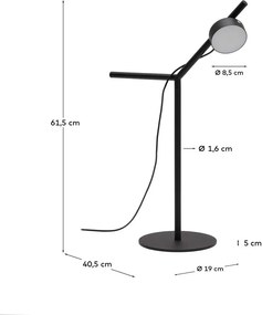 Černá kovová LED stmívatelná stolní lampa (výška 61,5 cm) Orey – Kave Home