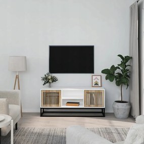 Tv Skříňka 105 X 30 X 45 Cm Kompozitní Dřevo A Železo Bílá
