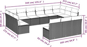 13dílný zahradní sedací souprava s poduškami černý polyratan 3250224