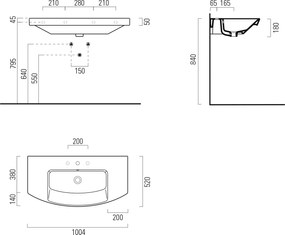Sapho, NORM keramické umyvadlo 100x52 cm, oblé, bílá ExtraGlaze