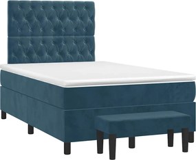 Box spring postel s matrací tmavě modrá 120 x 200 cm samet 3138017