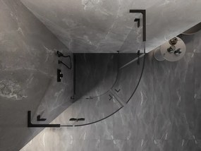Mexen Lunar, L půlkruhový výklopný sprchový kout 100 x 100 cm, 8mm čiré sklo, černý profil, 833L-100L-100P-70-00
