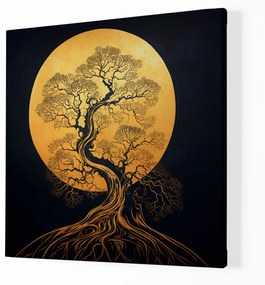 Obraz na plátně - Strom života Zlatý dub FeelHappy.cz Velikost obrazu: 120 x 120 cm