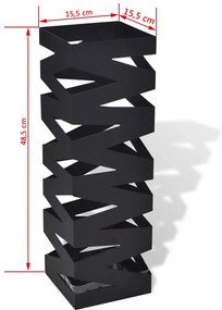 Černý hranatý stojan na deštníky a vycházkové hole - ocelový | 48,5 cm