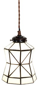 Bílá závěsná tiffany lampa Joanne - Ø 15*115 cm E14/max 1*25W