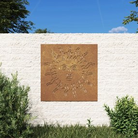Zahradní Nástěnná Dekorace 55 X 55 Cm Cortenová Ocel Slunce Tmavě Hnědá