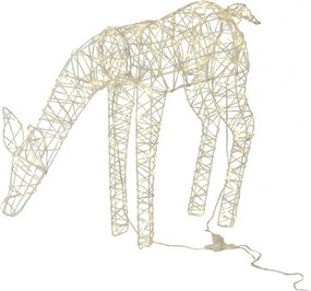 Bílá kovová svítící LED dekorace sob Reindeer LED – 60*15*50 cm