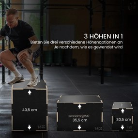 SPORTNOW Plyo box/jump box, robustní, 40,5 x 35,5 x 30,5 cm, černý, rukojeť 10x3,5 cm, do 120 kg