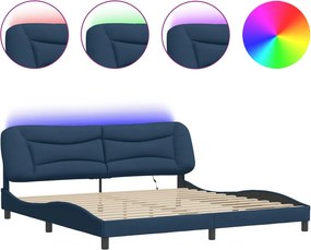 Rám postele s LED bez matrace Hvar Modrá 200x200 cm Látka 3213731
