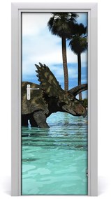 Samolepící fototapeta na dveře Dinozaury na pláži 95x205 cm
