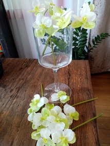 Hitra Květina / větev orchidej zeleno-bílá 26cm