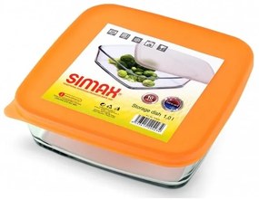 SIMAX SQUARE NÁDOBA S ORANŽOVÝM VÍKEM 15 CM