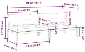 Zahradní Středové Pohovky Z Palet 2 Ks Podušky Masivní Akácie Béžová - Středová pohovka (2 ks) / Světle hnědá