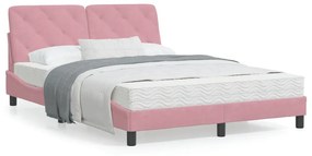 Rám postele s LED osvětlením růžový 120 x 200 cm samet