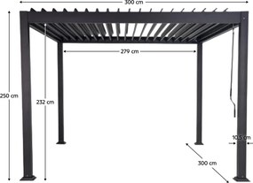 Bioklimatická pergola, antracit, 3x3 m, ZIA