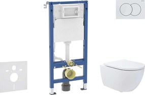 SANITINO - Set předstěnové instalace, klozetu Oudee a sedátka softclose, tlačítko Delta01, alpská bílá SANI11CA31157