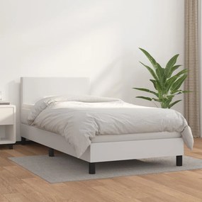 Box spring postel s matrací bílá 90x190 cm umělá kůže