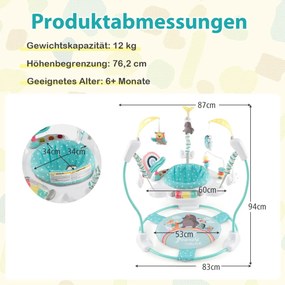 Costway Baby Sky Jumperoo s nastavitelnou výškou a hračkami