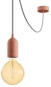 creative cables EIVA pastel závěsná lampa IP65 do exteriéru s textilním kabelem, decentralizerem, silikonovým baldachýnem a objímkou, voděodolná Barva: Lososová