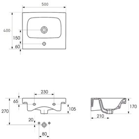 Cersanit K116-009 - Zápustné umyvadlo MODUO 40x50 cm keramika/lesklá bílá