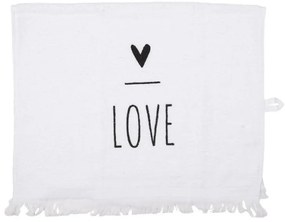 Bílý froté ručník se srdíčkem a nápisem Love – 40x66 cm