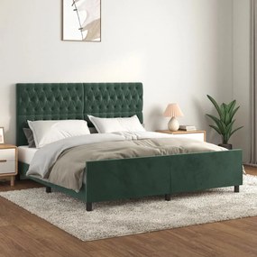 Rám postele s čelem tmavě zelený 180x200 cm samet,  3125955