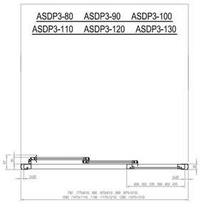 Ravak Supernova - Sprchové dveře trojdílné ASDP3-100, 97-101 cm, černá/Pearl 00VA03R211